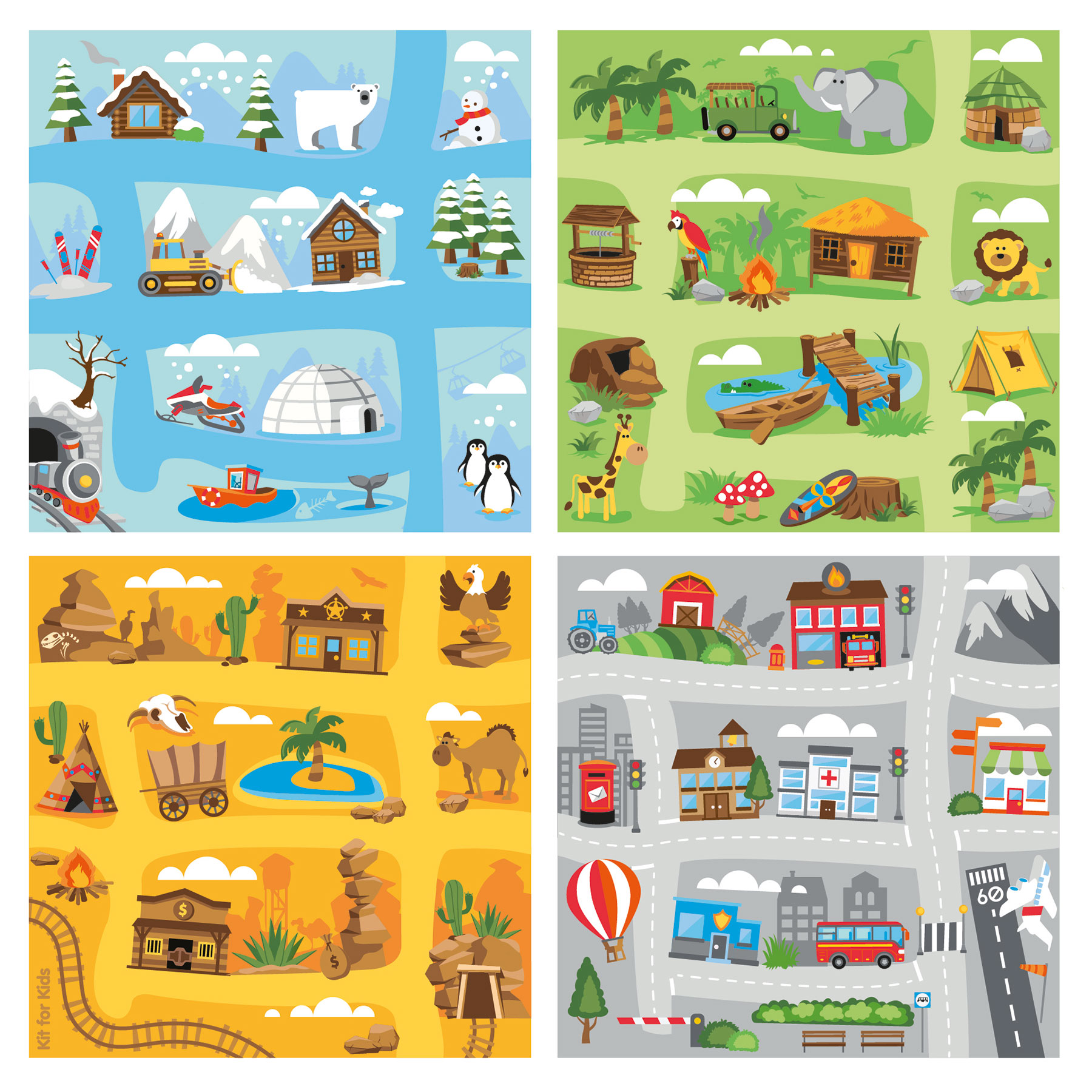 Small World Road Map Set 2 Indoor / Outdoor Carpets Furniture for ...