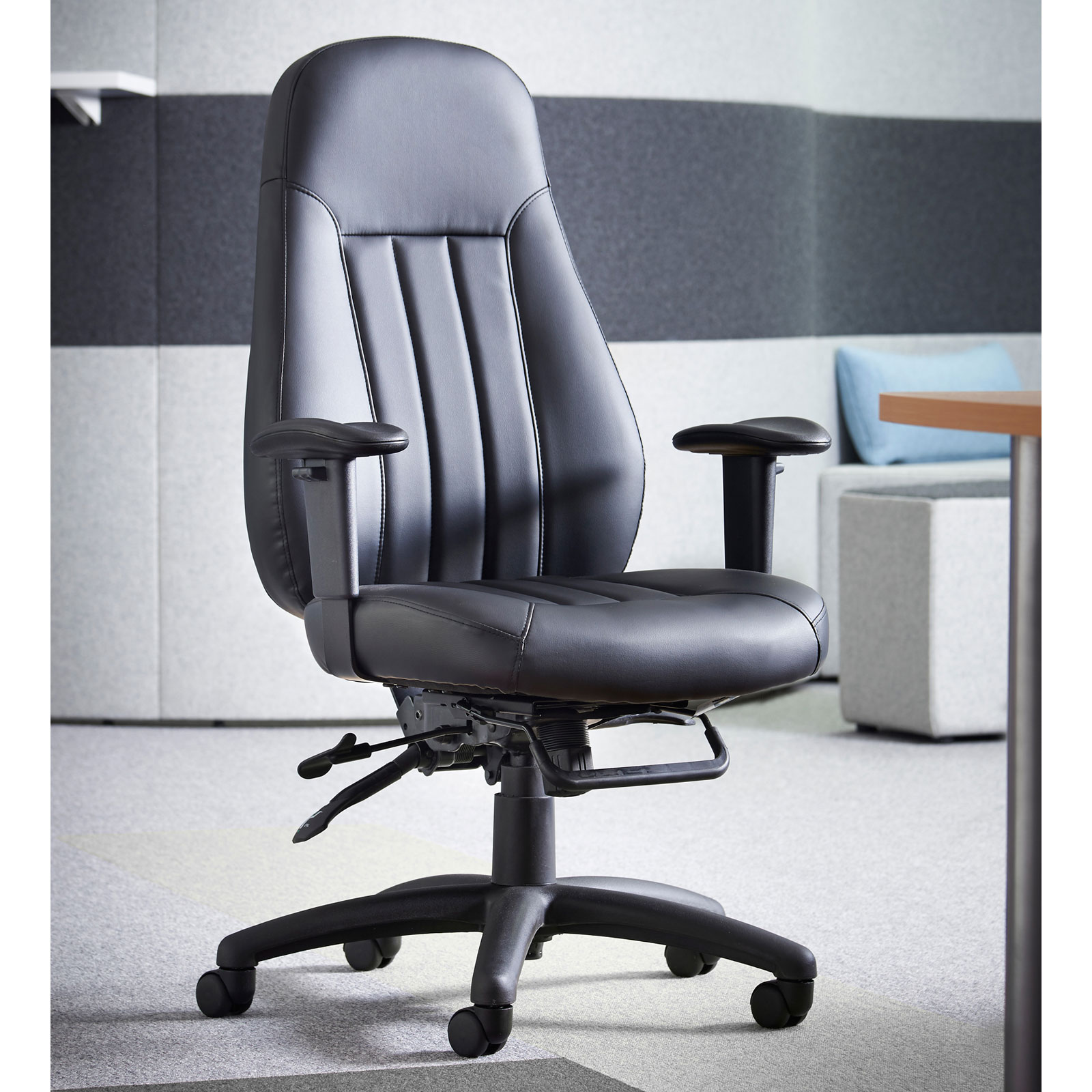 Zeus High Back 24hr Task Chair - Black Faux Leather Furniture for ...
