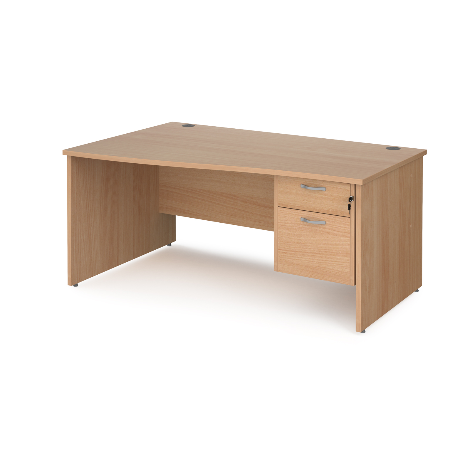 Maestro 25 Left Hand Wave Desk with 2 Drawer Pedestal & Panel End Leg ...
