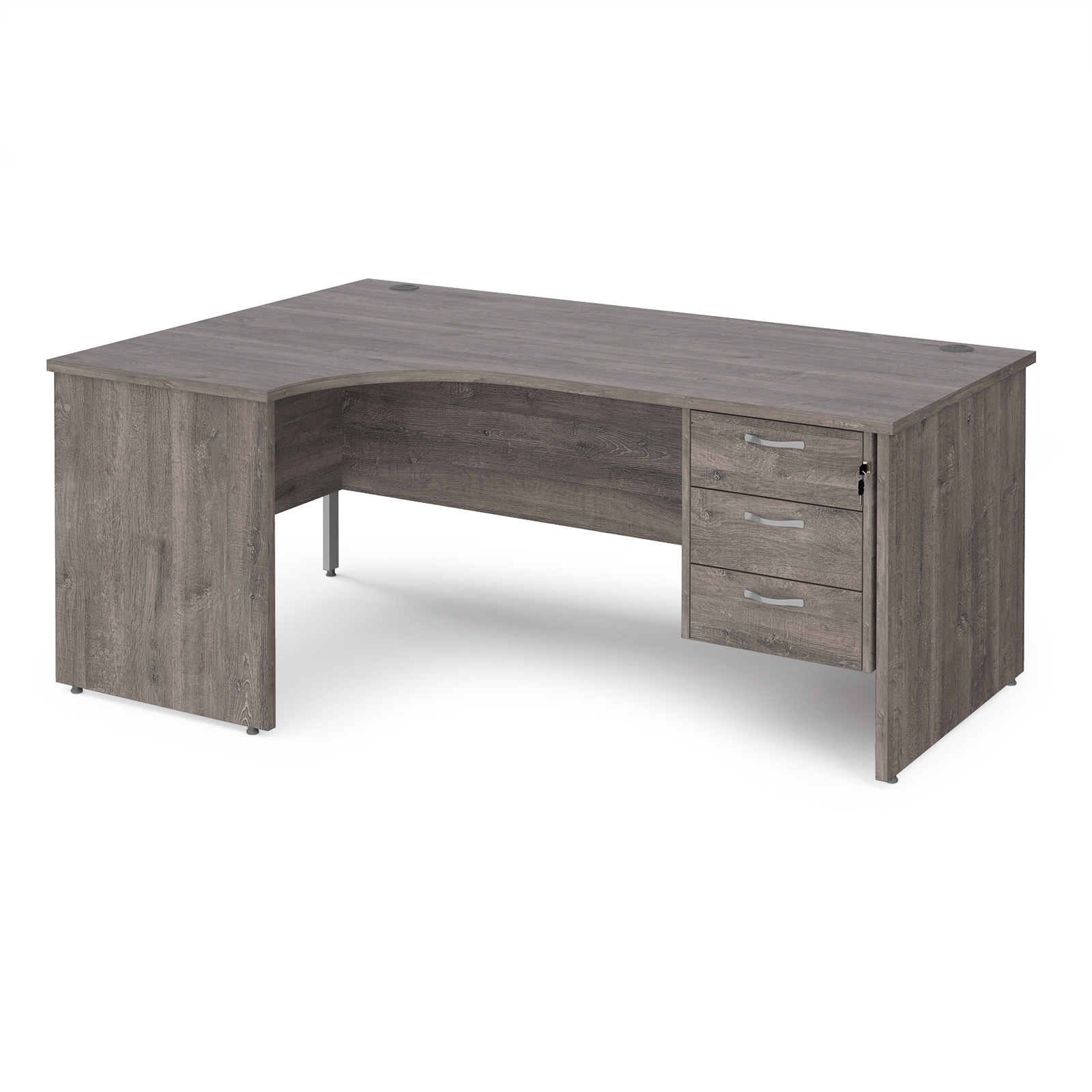 Maestro 25 Left Hand Ergonomic Desk with 3 Drawer Pedestal & Panel End ...