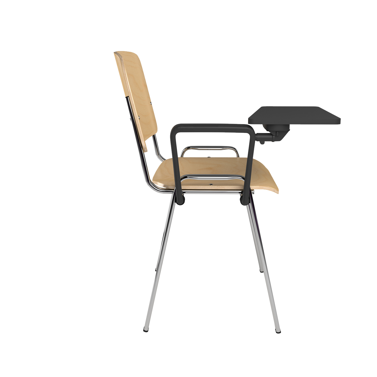 ISO Wooden Meeting Room Chair with Chrome Frame & Writing Tablet ...